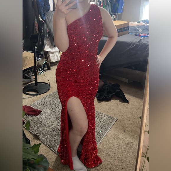 Dresses | Beautiful Red Sequence Prom Dress | Poshmark